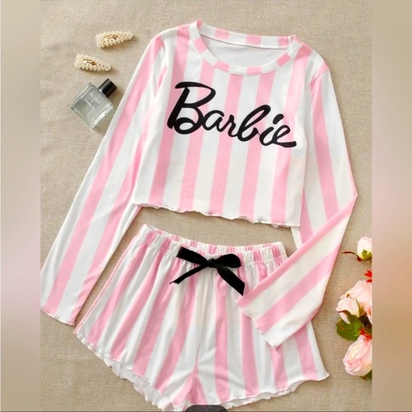 Boutique | Intimates & Sleepwear | Barbie Pink Striped 2 Piece Pajama ...